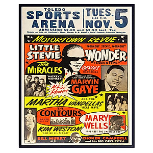 Motown Black Music - African American Wall Art - Black Art - Black Culture - Black History - Stevie Wonder, Marvin Gaye Concert Posters Wall Decor - Famous African American History - Afro Wall Art