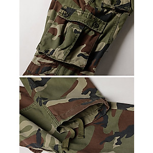 AKARMY Men's Casual Cargo Pants Military Army Camo Pants Combat Work Pants with 8 Pockets(No Belt) Battlefield Camo 32