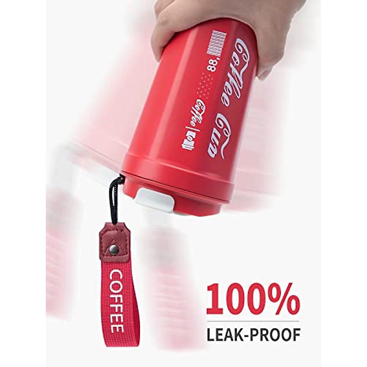 Gr8ware 13oz Travel Coffee Mug with Lid, Leak Proof Coffee Travel Mug for Hot/Iced Drinks, Double Wall, Vacuum Insulation - Red