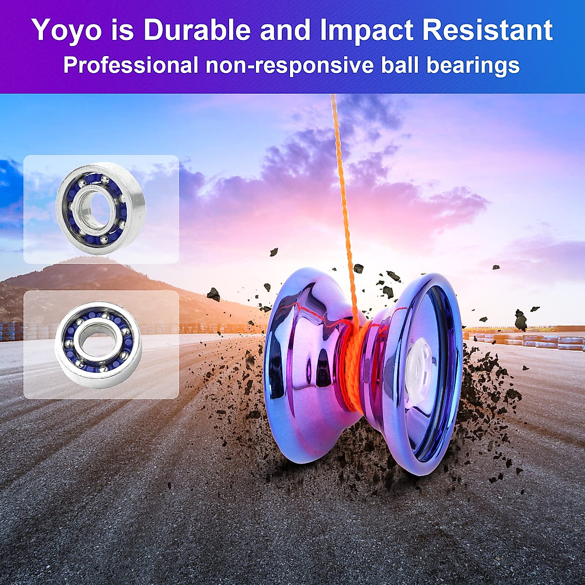 LUOMAJA Professional Unresponsive Yoyo Ball - Miraculous Metal Yo Yo Magic for Kids Beginner with 10 String Pack + 2 Dragon Finger Gloves for Beginner & Professional (JD306)