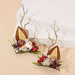 TOECWEGR Christmas Reindeer Antlers Headband Hair Clips Hair Hoop Girl Holiday Beauty Headdress (Christmas 9752s05M)