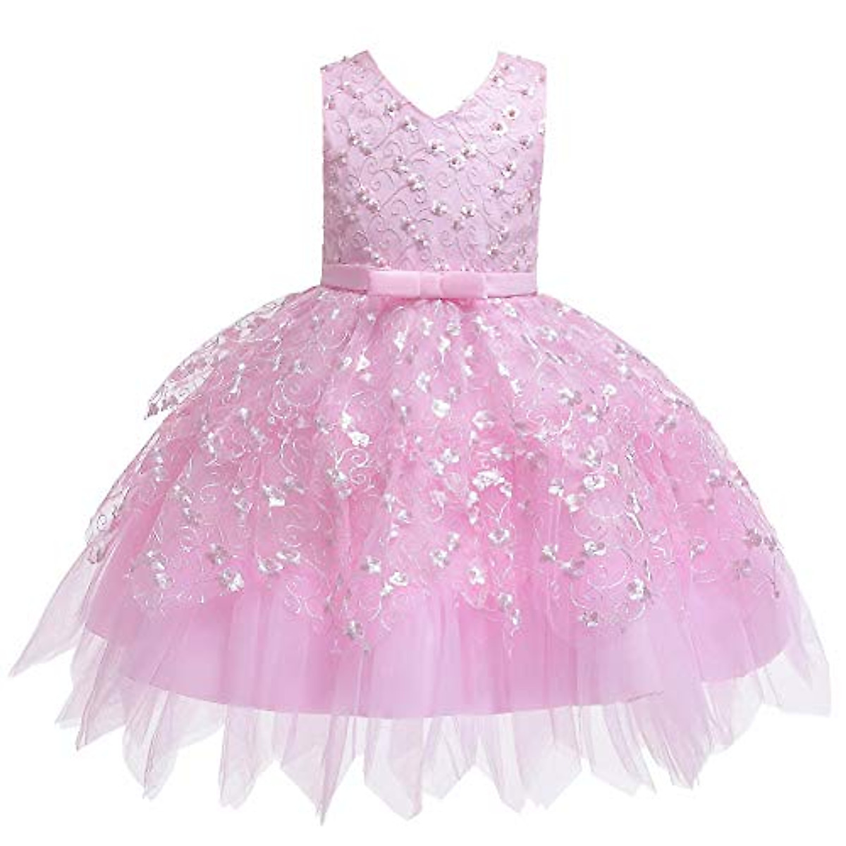 COMISARA Toddler Baby Girls Infant Kids Birthday Prom Pageant Wedding Bridesmaid Party Performance Fancy Formal Princess Ball Gown Flower Girl Dress Size 3T (Pink 110)