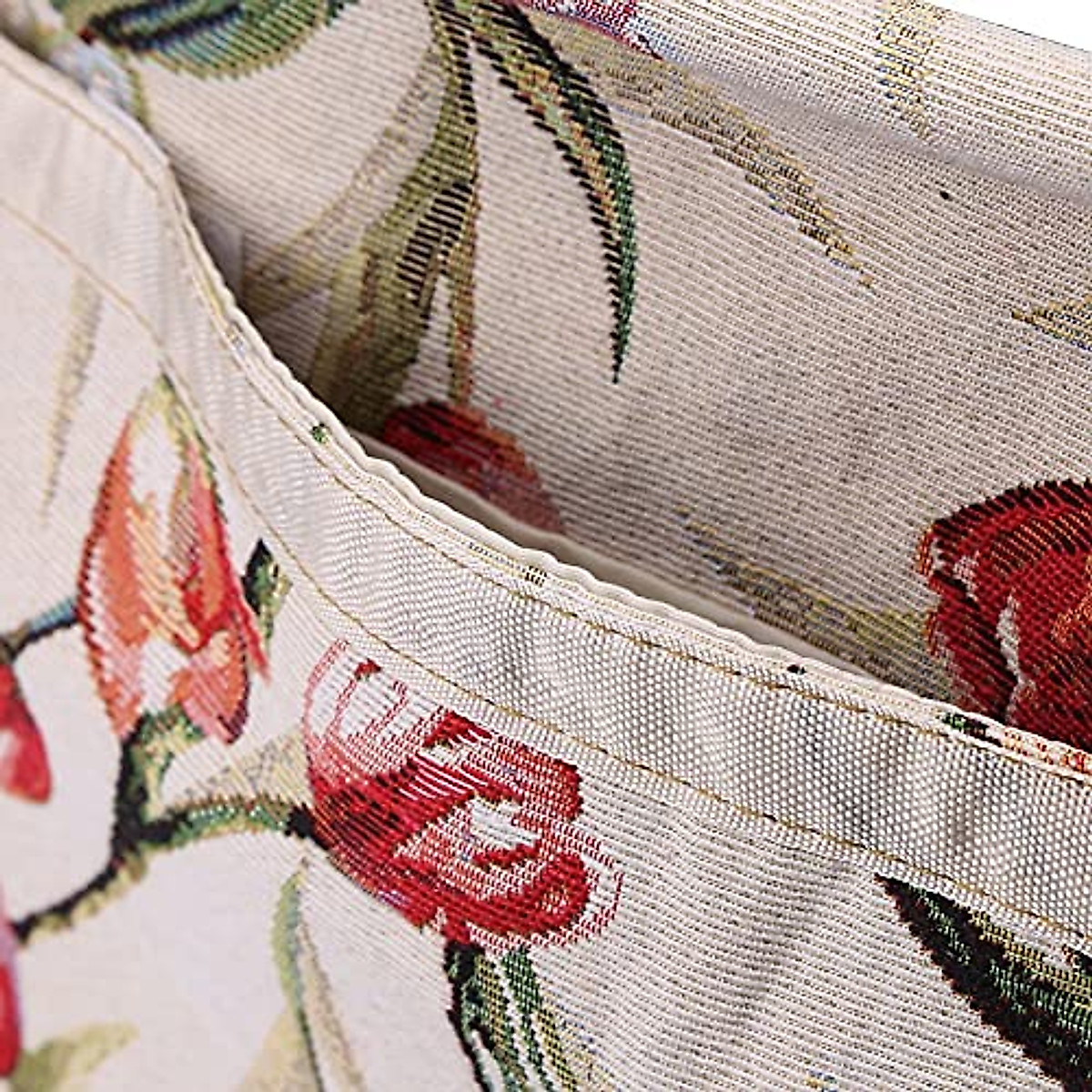 Knitting Bag, Lightweight Knitting Organizer Fabric Large Capacity Wood Handle Travel Yarn Storage Bag Tote Organizer for Knitting Needles Sewing Tools Great Gift(Red Flower)