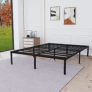 BetLife King Size Bed Frame with Stronger Steel Slat Support/ 16 Inch High Non- Slip Platform/Noise Free Mattress Foundation/No Box Spring Needed/Black