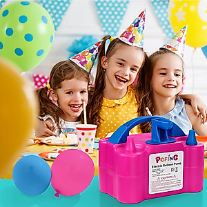 PCFING Electric Air Balloon Pump and Balloon Tying Tool in One, Portable Dual Nozzle Electric Balloon Blower Air Pump Balloons Inflator with Tying Tool on Pump for Decoration, Party and Save Time