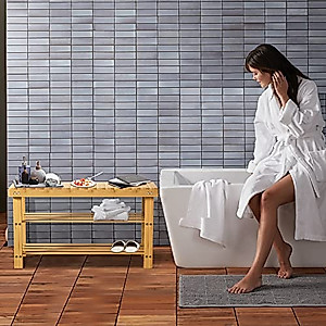 CMOOD Bamboo Shoe Rack Bench, 3-Tier Bamboo Shoe Organizer for Entryway Hallway Bathroom Bedroom Living Room, Storage Shoe Shelf Holds up to 300lbs