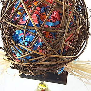 N/ hfjeigbeujfg Bird Toy,Parrot Cage Chewing Toys Small Parrot Chewing Toy Rattan Ball with Paper Strips for Budgie Parakeet Bird - Random Color