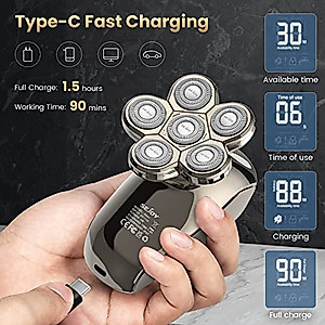 Electric Razor for Bald Men, Head Shavers for Men 5-in-1 Multifunctional 6D Electric Head Shaver Waterproof Recharageable Rotary Shaver Grooming Kit Mens Electric Shaver