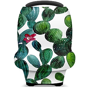 Baby Car Seat Stroller Covers Cactus Collettion Nursing Cover Breastfeeding Scarf Soft Breathable Stretchy Infant Car Canopy Coverage Carseat Cover for Boys and Girls Multi Use