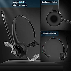 BlueFire Wireless Headphones, Pro Trucker Headset, Wireless Over Head Earpiece, On Ear Car Headphones with Microphone for Truck Driver, Phones, Skype, Call Center, Office