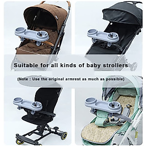 TOLASTO Universal Stroller Snack Tray,Snack Tray for Stroller, Compatible with a Variety of Stroller handrails, ABS Material, Flexible Adjustment of The Installation((Grey)