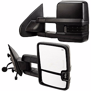 MOTOOS Towing Mirrors Replacement for 2015 2016 2017 2018 Chevy Silverado GMC Sierra 1500 2500 HD 3500 HD Power Heated Manual Telescoping LED Turn Signal Driver Passenger Side Tow Mirrors Pair