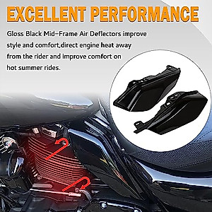 PBYMT Mid Frame Air Deflector Compatible for Harley Touring Road King Street Electra Glide 2009-2024 (Vivid Gloss Black)