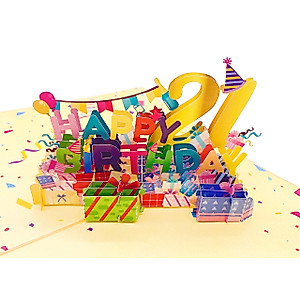 Liif Happy 21st 3D Greeting Pop Up Birthday Card, 21 Birthday Card For Him, Her, Son, Daughter, sister | With Message Note & Envelop | Large Size 8 x 6 inch