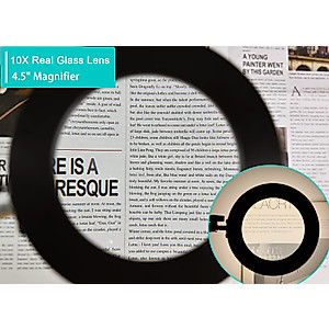 V.C.Formark Magnifying Glass with Light,10X Magnifying Lamp with Remote Control - 3 Color Modes Stepless Dimmable, LED Lighted Magnifier with Light for Close Work,Reading,Repair,Crafts