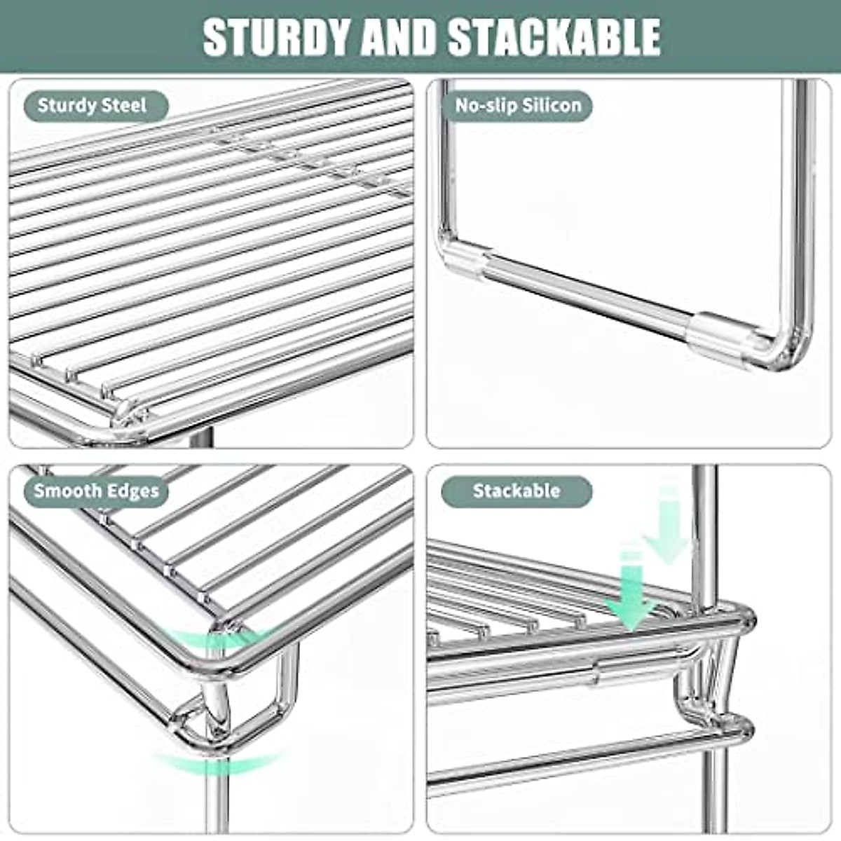 Joy Aid Heavy Duty Stackable Shelf Rack for Cookware, Appliance, Tools and More, Organization Shelf for Kitchen, Bathroom, Garage and Tool Shed, 304 Stainless Steel…