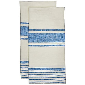 LinenMe Tuscany Hand and Guest Towels, 18" x 28", Off White/Blue