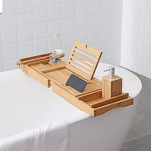 SDGH Bathroom Bath Bathtub Shelf Bridge Tub Caddy Tray Rack Retractable Wine Glass Book Holder Bathtub Rack Support