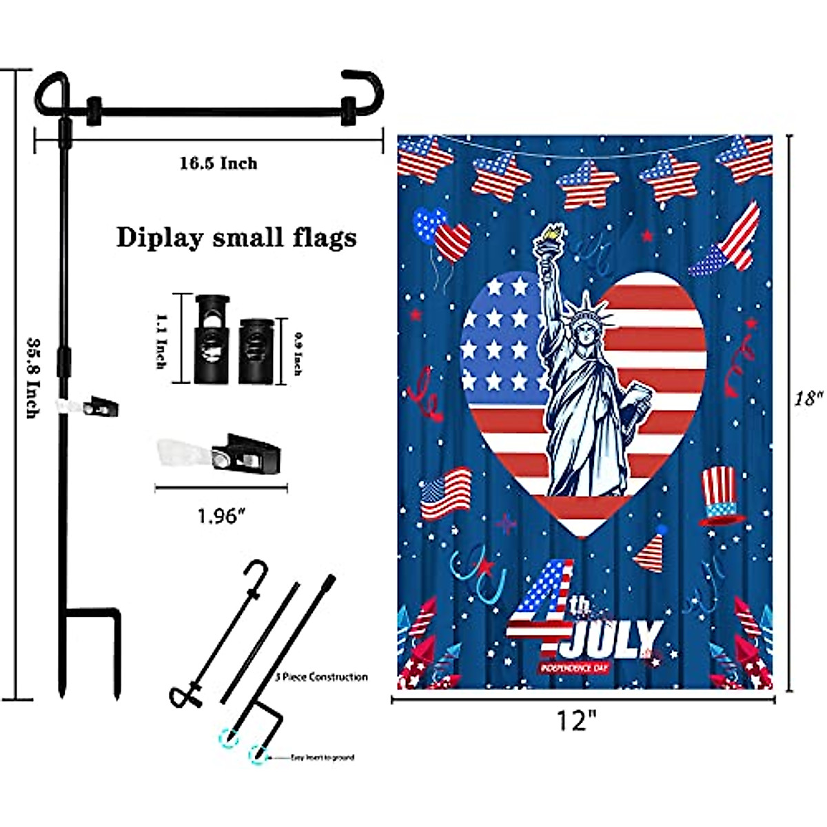 Seasonal Garden Flags Set of 12 and Garden Flag Stand-Holder-Pole Double Sided Burlap 12.5 x 18 Inch House Flags ,Small Garden Flags for Outside,Easter Spring Summer Garden Flags,Seasonal Flags for Outdoor Decorations Flags