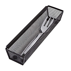Smart Design Drawer Organizer - 12 x 3 Inch - Steel Metal Mesh Tray - with Interlocking Arm Connection - Utensils, Silverware, Organization - Kitchen - Bronze