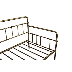 Merax Twin Daybed Sofa Bed with Upholstered Sideboard with Trundle, Metal + Bronze