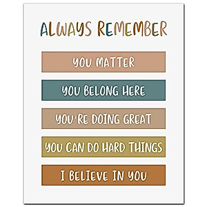 Always Remember, You Matter, Boho Classroom Decor, Motivational Poster, Welcome To Classroom Sign, Affirmation Wall Art, Playroom Decor, Child Art, 8x10 inch - UNFRAMED