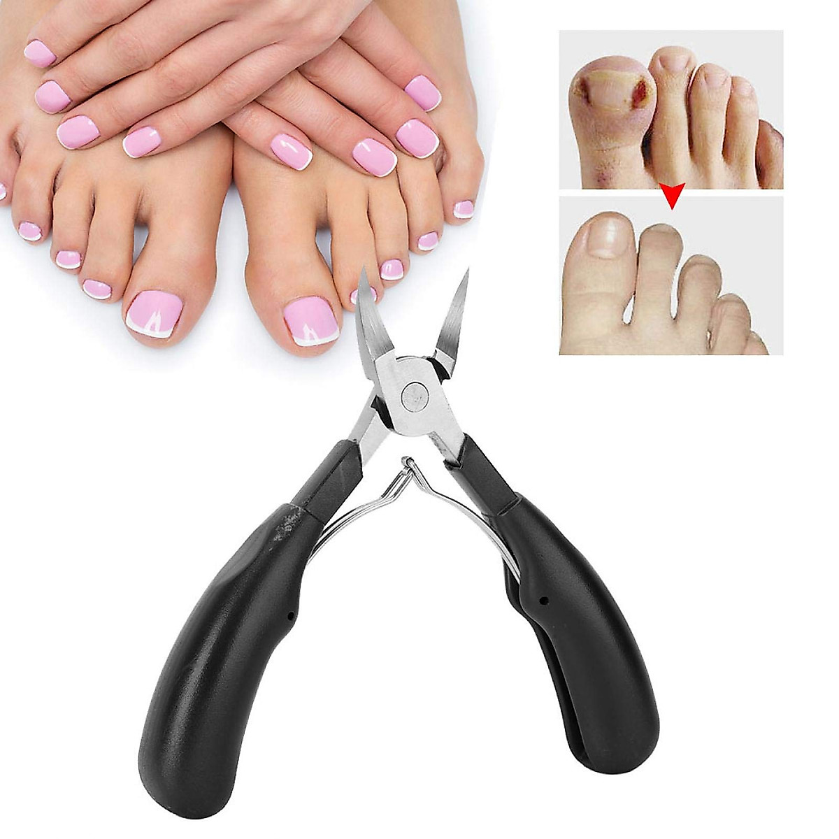 Nail Cuticle Pliers Stainless Steel Cuticle Scissors Non Slip Pedicure Cutter Tool for Home Use for Nail Care for Men and Women for Different Nail(Black)