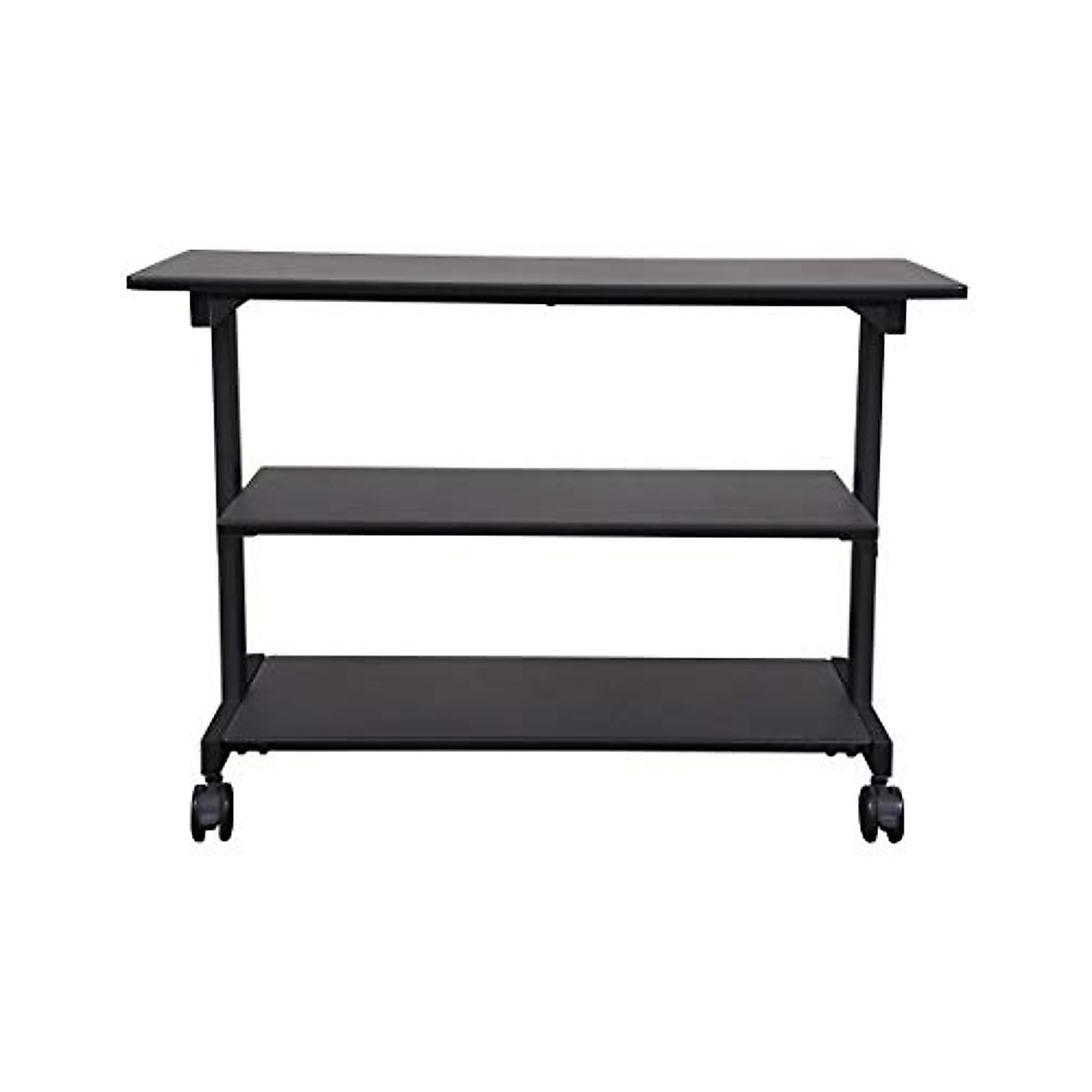 Stand Up Desk Store 3-Shelf Rolling Desk Return Side Desk Organizer and Bookcase on Wheels