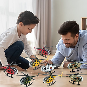 Tcvents Diecast Helicopters, 12 Pack Military Model Plane Helicopter Toy for Boys 3 4 5 6 7 Year Old, Airplane Vehicles Gift for Toddler Kids 3-8 Years Old Birthday Party Favors & Cake Toppers