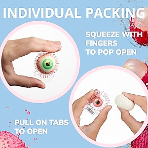 Gummy Candies - Jelly Filled Gummies - Gummy Eyeballs Halloween Candy Filled with Real Peach Jam - 5 pcs Individually Wrapped Chewy Candy - Halloween Party Favor