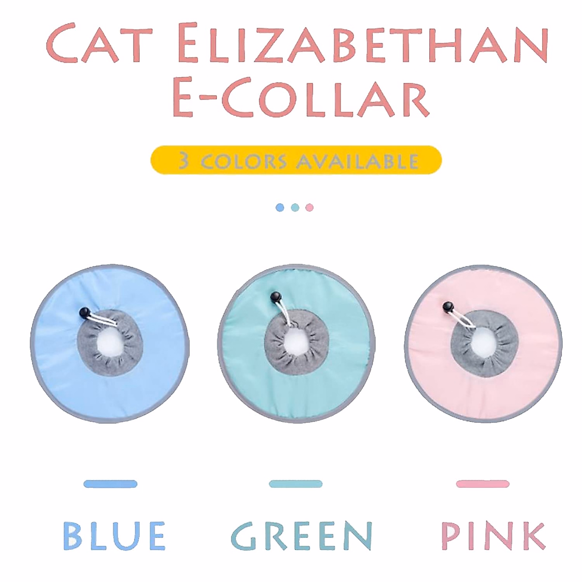 BECHANMIG Cat Recovery Collar Pet Cone Collar After Surgery Protective Cotton Cone, Adjustable Cat E Collar, Surgery Recovery Elizabethan Collars for Kitten and Cats, Green L