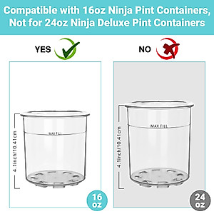 Ninja Creami Pints and Lids, 4 Pack Containers Replacement - 16 oz Cups Compatible with NC301 NC300 NC299AMZ NC290 Series Ice Cream Maker