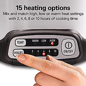 Hamilton Beach 33663 Programmable Slow Cooker Stovetop-Safe Sear & Cook Crock, Travel Lid Lock for Portable Transport, 6 Quart, Silver