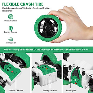 Remote Control Car, Double Sided RC Car, 4WD Off-Road Stunt Car with 360° Flips, 2.4Ghz Indoor/Outdoor All Terrain Rechargeable Electric Toy Cars Gifts for Boys Kids 3 4 5 6 7 8 9+ Year Old