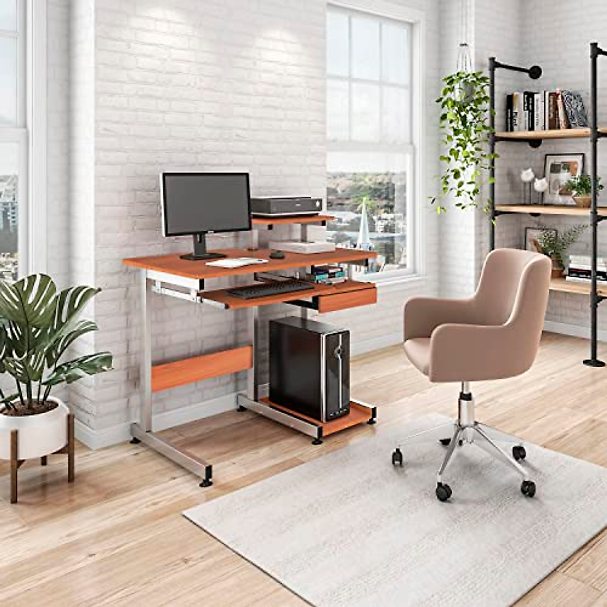 Techni Mobili Complete Computer Workstation Desk, 38" W x 22" D x 35" H, Woodgrain