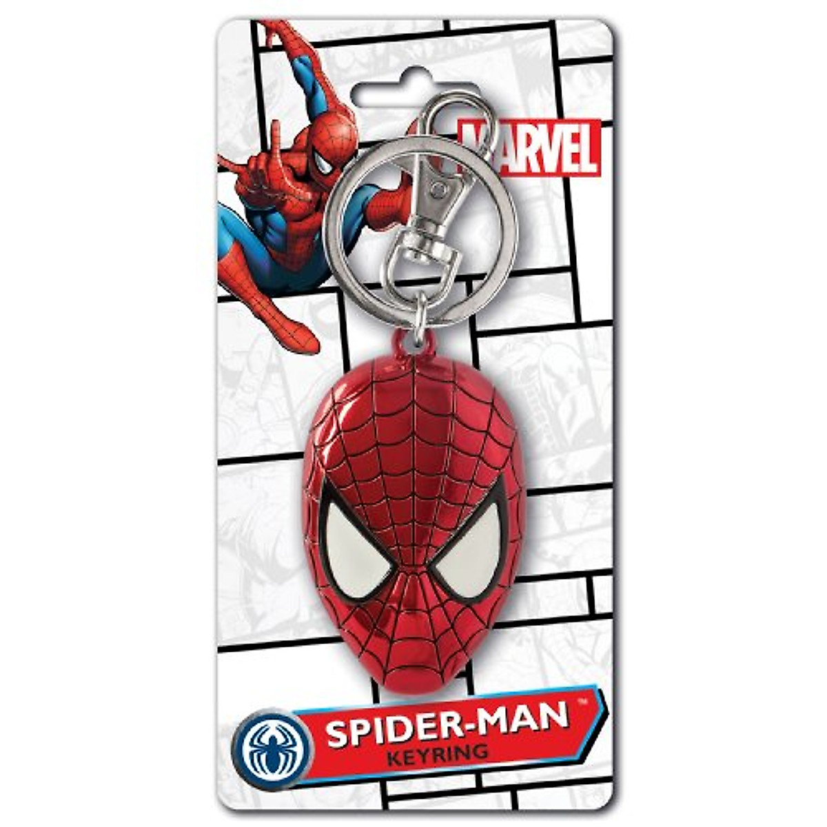 Marvel Spider-Man Colored Head Pewter Key Ring Multi-colored, 1"
