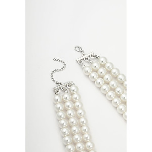 BABEYOND Round Imitation Pearl Necklace Vintage Multi Strands Choker Necklace 20s Flapper Necklace for Party (Style2)