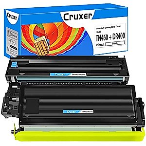 Cruxer Black Toner Cartridge + Drum Unit Replacement Set Compatible for Brother TN460 TN-460 DR400 DR-400 Used for HL-1440 HL-1240 Intellifax 4100e 4750 MFC-8600 MFC-9700 Printer (1 Toner, 1 Drum)