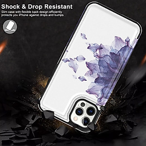 LETO for iPhone 15 Pro Case Flip Folio Leather Wallet - Fashionable Flower Designs - Card Slots,Kickstand - Protective Phone Case for Women and Girls - 6.1" - Blooming Purple Flower