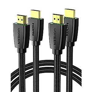 UGREEN 2 Pack HDMI Cable 4K Braided High Speed HDMI Cord 18Gbps with Ethernet Support 4K 60HZ Compatible with UHD TV Monitor Computer PS5 PS4 Blu-ray and More 6FT