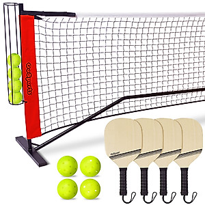 GoSports Regulation Pickleball Net with Complete Accessories Set - 22ft Portable Net and Frame with Set of 4 Paddles and 8 Pickleballs