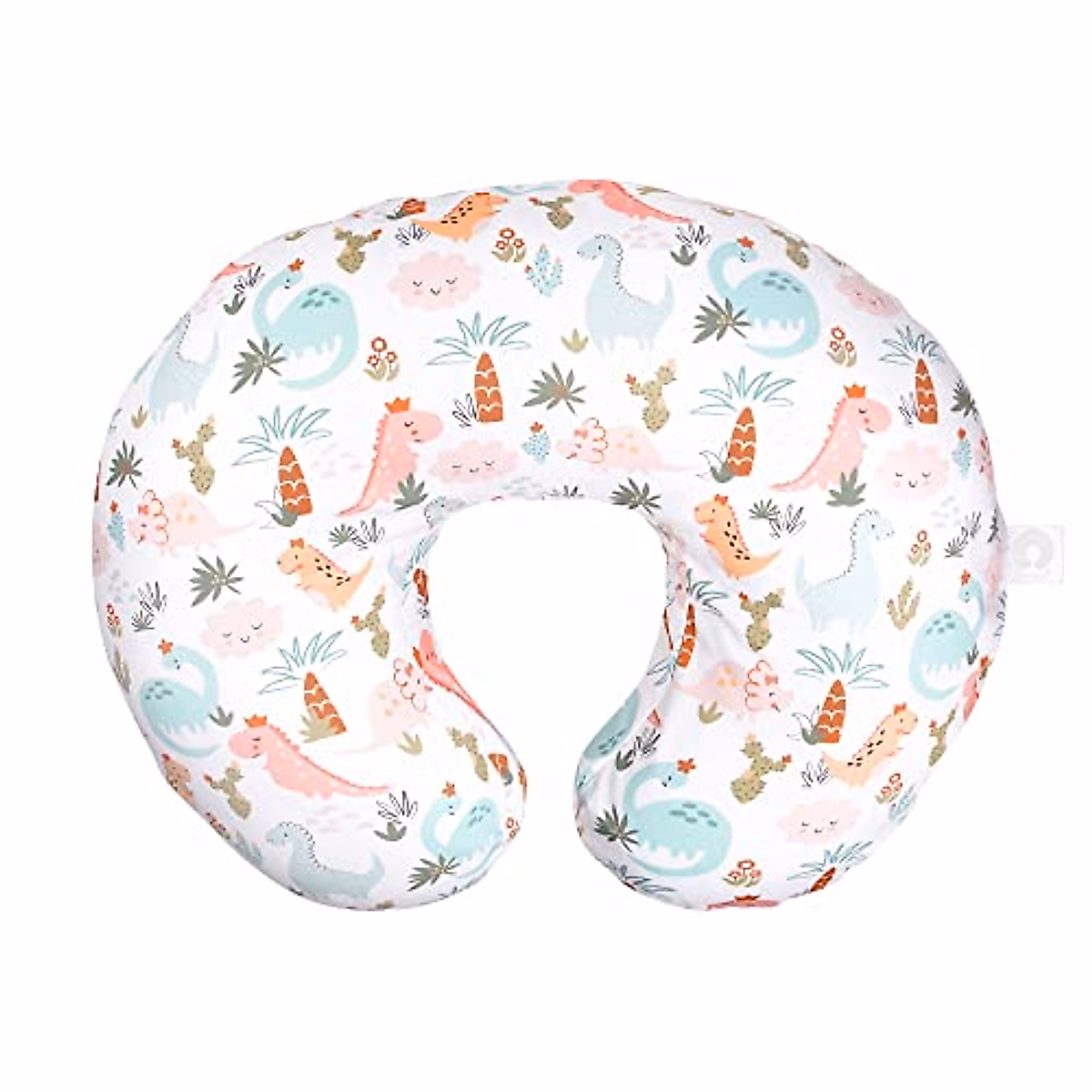 Boppy Original Support Nursing Pillow, Blush Pink Dinosaurs, Ergonomic Breastfeeding, Bottle Feeding, and Bonding, Firm Hypoallergenic Fiber Fill, Removable Cover, Machine Washable