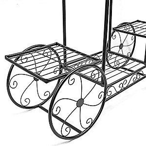 Sorbus® Garden Cart Stand & Flower Pot Plant Holder Display Rack, 6 Tiers, Parisian Style - Perfect for Home, Garden, Patio (Black)