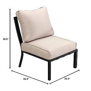 LOKATSE HOME Patio Dining Chair Outdoor Metal Furniture Armless Sofa with Cushion for Garden, Pool, Backyard, Beige
