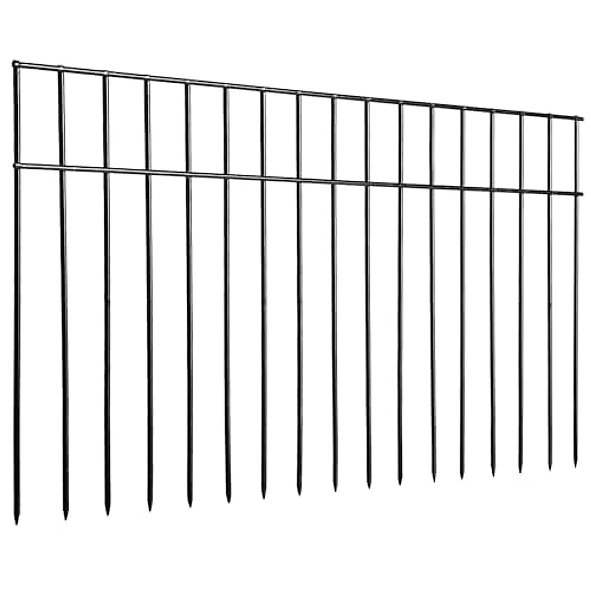 Adavin Small/Medium Animal Barrier Fence 10 Pack 24in(L) X 15in(H) Underground Decorative Garden Fencing, Dog Rabbits Fences Black Metal Fence Panel Ground Stakes for Outdoor Patio. Total Length 20Ft