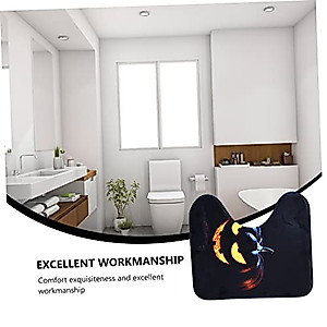 Zerodeko 3pcs Toilet Seat Three Piece Set Shower Curtain Set Suit Rugs Halloween Mat Set Halloween Bathroom Mat Creative Toilet Mat Black Water Proof Seat Toliet Cover