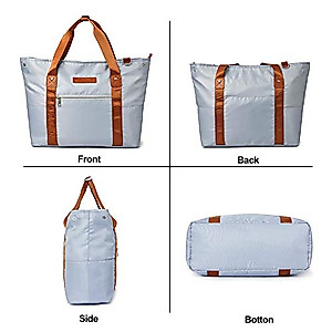 Baby Large Diaper Bag, Maternity Nappy Tote Bags for Mom Organizer Multi-Function Travel Shoulder Bag Waterproof with Stroller Straps, Nappy Changing Pad, Insulated Pockets Grey