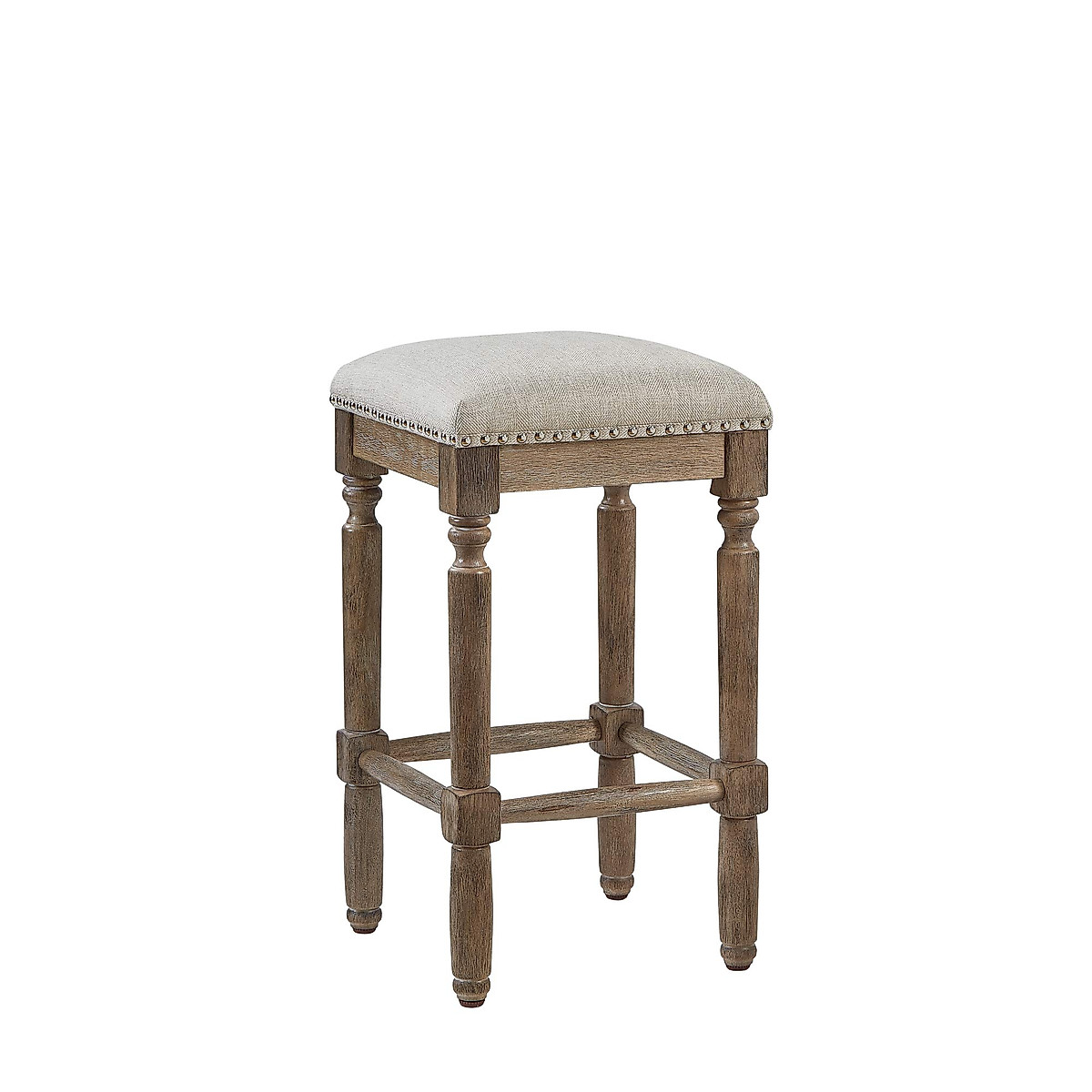 Ball & Cast Counter Height Barstool Upholstered Counter Stool Weathered Oak Finish 2-Pack 26" H
