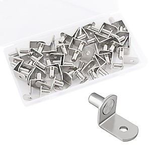 1/4 Inch Shelf Pegs,40Pcs Bracket Support Pins L-Shaped Holders for Cabinets,Shelves,Wodrob,Nickel Plated