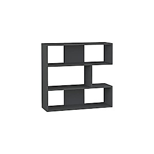 JV Home Molly Bookshelf Stylish Bookcase 3 Tier Shelving Storage Plant Stand Low Book Shelf Shelves Case Etagere de Rangement for Living Room Kitchen Laundry Bedroom 37x35 Inch (Dark Grey)